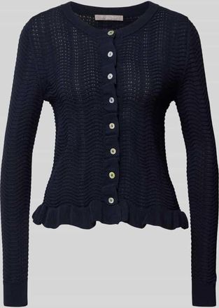 Christian Berg Strickjacke mit Rundhalsausschnitt und Wellensaum