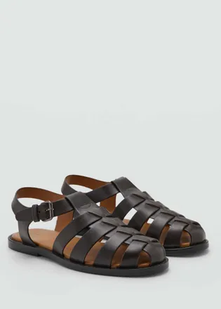 Mango Sandales M&eacute;duse 100 % cuir marron - Homme - 39 - MANGO MAN