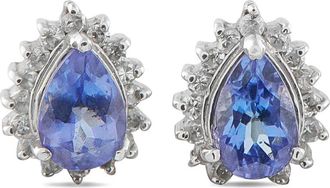 Luxury Bazaar Ohrringe aus Platin mit Diamanten und Tansanit - Silber