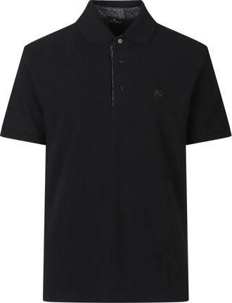 Etro Homme, Tops, Noir, Taille: XL Roma Printed Details Polo