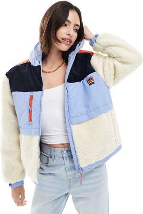 Superdry Kapuzenjacke aus Fleece in Urban-Creme-Weiß