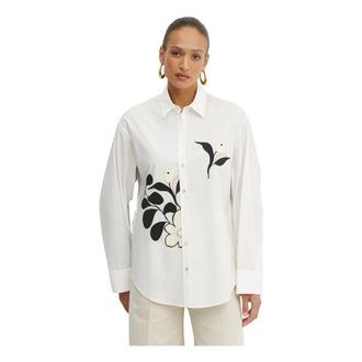 Forte_Forte Chemisier &agrave; fleurs appliqu&eacute;es - Femme - Blouses et Chemises - Blanc - Taille: 42 FR