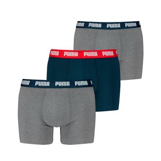 Puma Boxershorts PUMA PUMA MEN EVERYDAY BOXERS 3P, Herren, Gr. XXL, bunt (grau, blau), Obermaterial: 95% Baumwolle, 5% Elasthan, eng, Unterhosen, mit Komfo