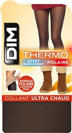 Dim Dim Damen Strumpfhose Thermo Ultra Warm Fleece und Transparent-Effekt 80D x1 Schwarz L-XL