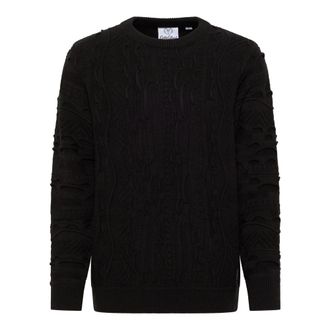 Carlo Colucci Einfarbiger Strickpullover - - Knitwear - Herren - Schwarzk - L