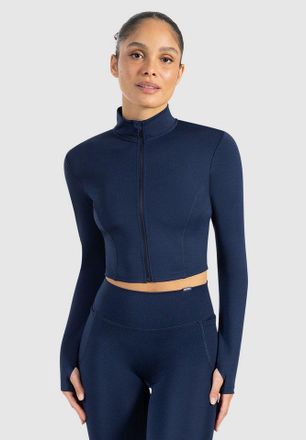 Smilodox Outdoorjacke Nilai, cropped Sportjacke mit Stehkragen, Frontzipper & Daumenl&ouml;chern figurbetonte Funktionsjacke, Alltag Fitness Yoga, Activewear