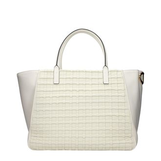 Valentino Garavani Womens Interlocking-Weave Leather Tote Beige