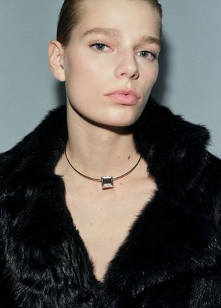 Mango Collier rigide perles strass argent - Femme - Taille unique - MANGO