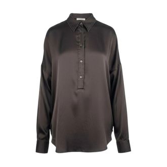 Caliban Satinhemd - - Blouses & Shirts - Damen - Braun - M