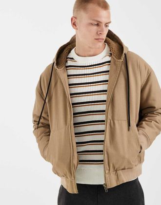 Redefined Rebel Veste oversize coupe carr&eacute;e avec doublure imitation peau de mouton - Beige-Neutral