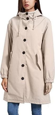 ORANDESIGNE Manteaux Imperméables Femme avec Capuche, Veste de Pluie Manches Longues, Coupe-Vent Raincoat pour Voyage Camping A Kaki XL