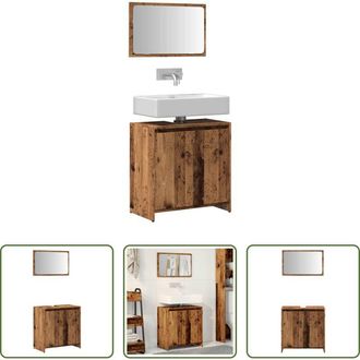 vidaXL Badm&ouml;bel Set - 2-tlg. Badm&ouml;bel-Set Altholz-Optik Holzwerkstoff