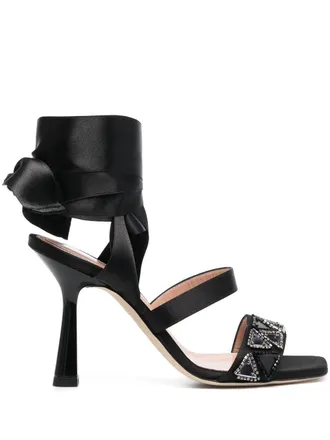 Alberta Ferretti Sandalen mit Perlen - Schwarz