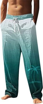 Generic Pantalon d&eacute;t&eacute; long en lin pour homme - D&eacute;grad&eacute; de couleurs - Pantalon de loisirs - Respirant - Pantalon dext&eacute;rieur l&eacute;ger - Pantalon d&eacute;t&eacute; &eacute;l&eacute;gant - Cou