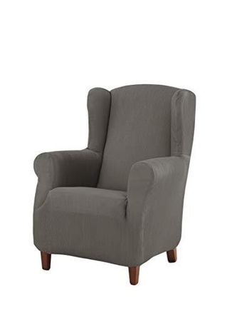 Estoralis | Berta Ohrensesselbezug im modernen Design | Elastischer Jacquardstoff | Grau | F&uuml;r Ohrensessel von 70 bis 110 cm. | Sesselschutz | Anpassbar an alle