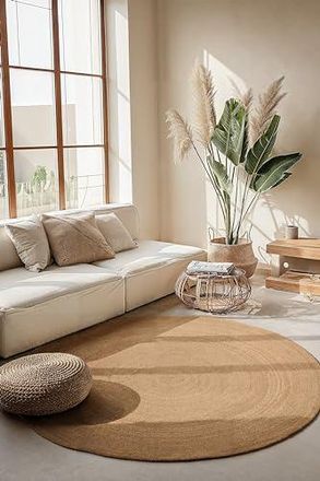 Hanse Home Jute Teppich Rangpur Rund - Natur Wohnzimmerteppich - Handgewebt & Natürlich - Boho Naturfaser Juteteppich für Wohnzimmer, Schlafzimmer, Esszimmer, Fl