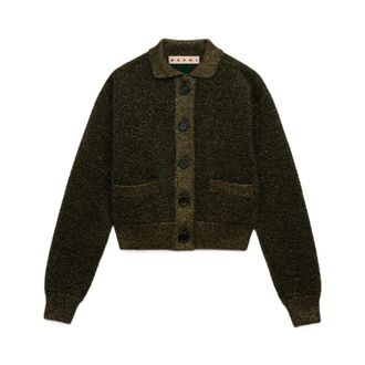 Marni Wollstrickjacke mit Lurex-Details - - Knitwear - Damen - Gr&uuml;n - XS