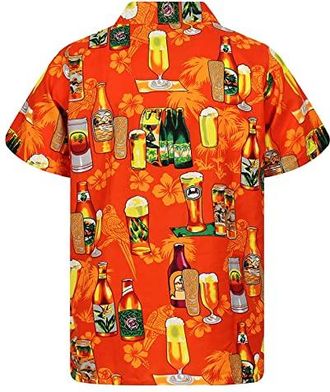 Generic Chemise &agrave; manches courtes pour homme - Chemise hawa&iuml;enne boutonn&eacute;e d&eacute;contract&eacute;e hawa&iuml;enne - Motif palmier hawa&iuml;en - Pour f&ecirc;te, croisi&egrave;re cubaine, flam