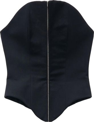 Alexander McQueen Boned Merino Wool Corset Top - Black