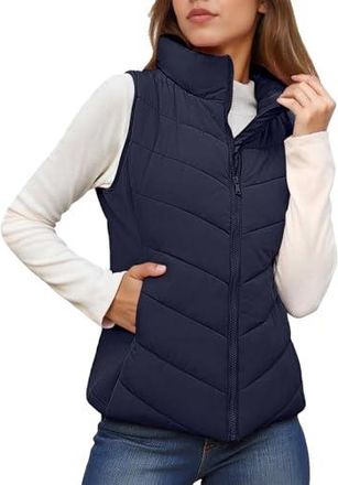 Generico Manteau type Puffer décontracté Gilet sans manches de sport doudoune fonctionnelle Manteau dhiver Veste de transition Gilet rembourré léger en duvet p