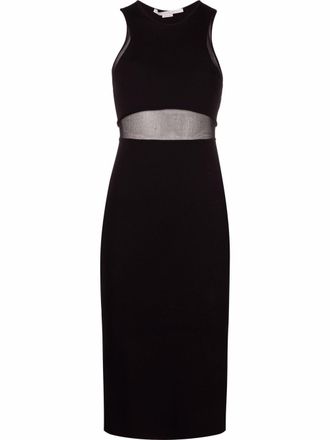 Stella McCartney robe mi-longue &agrave; empi&egrave;cements transparents - Noir