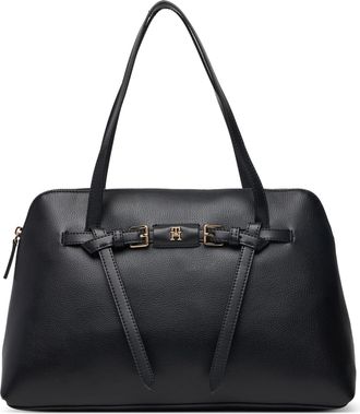 Tommy Hilfiger Handtasche Tommy Hilfiger Th Buckle Tote AW0AW19032 Schwarz