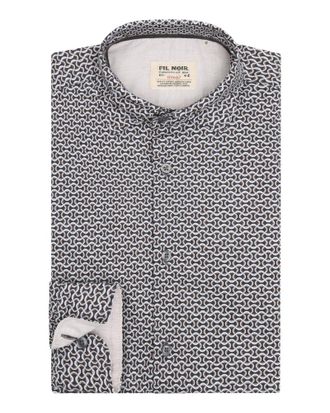 Fil Noir Gemustertes Casual-Hemd mit Kentkragen, Shaped Fit in
