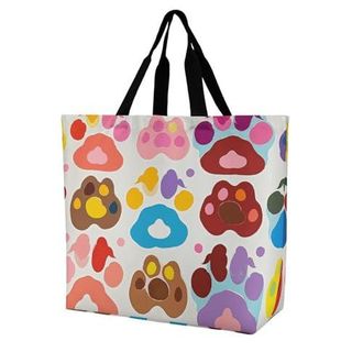 Generic Motif De Patte De Chien Sac Fourre-Tout R&eacute;utilisable Tote Bag Imperm&eacute;able Sac Courses Pour Quotidienne Gym Voyage