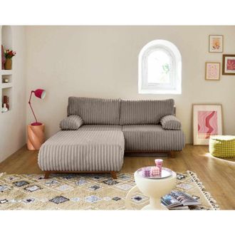 Best Mobilier Bestmobilier - Cristal - 3-sitzer sofa - schlaffunktion und bettkasten und großer sitzsack - großer geripptem cord - taupe