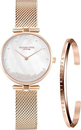Victoria Hyde London VICTORIA HYDE Uhren-Geschenkset Perlwei&szlig;/Rosegold