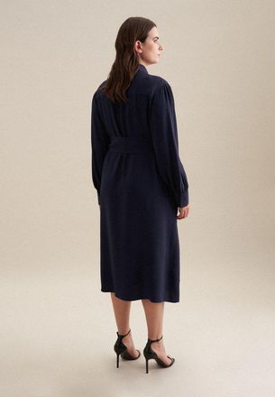 Seidensticker Sommerkleid Schwarze Rose Langarm Kragen Uni