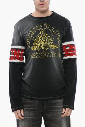 Diesel RED TAG Long Sleeves T-JU-LS Crew-neck T-shirt with Velvet D size Xxl
