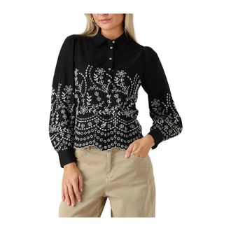 Y.A.S Schwarzes Langarm-Stilvolles Top - - Blouses & Shirts - Damen - Schwarzk - XS