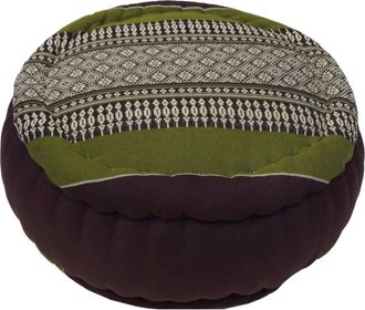 Guru Shop Rundes Meditationskissen, Yoga Kissen, Yogakissen, Sitzkissen, Bodenkissen, Dekokissen - Braun/gr&uuml;n, 18x30x30 cm