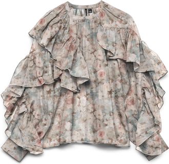 Vero Moda Vmsabrina Ls O-Neck Flounce Top WVN Exp