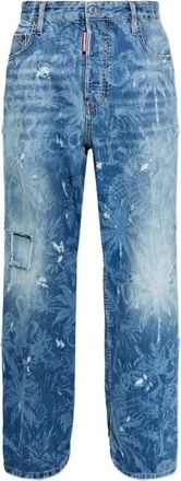 Dsquared2 Homme, Jeans, Bleu, Taille: L Ripped Palm-Print Jeans