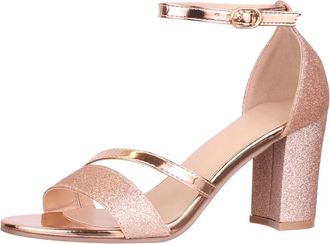 Elara Damen Sandaletten Strass Chunkyrayan C-23 Champagne-37