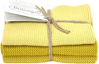 Solwang Putzlappen 3er Set, gestrickte Wischtücher aus Baumwolle (Safran Kombi)