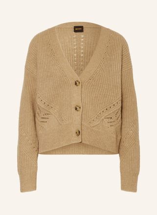 HUGO BOSS Strickjacke Fortellini Mit Alpaka braun