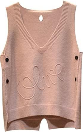 Generic Pull tricoté pour femme - Couleur unie - Col en V - Pour la vie quotidienne et lentraînement en intérieur, rose, XL