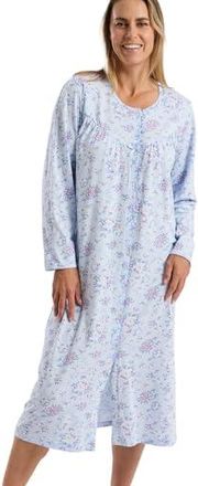 Marlon Ellie Chemise de Nuit Classique boutonn&eacute;e pour Femme - Chemise de Nuit en Jersey Doux et Confortable avec Ouverture sur Le Devant avec Manches Longues