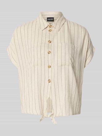 Pieces Regular Fit Hemdbluse aus Viskose-Leinen-Mix Modell PIA
