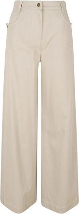 Max Mara Mxmalamaro Palazzo Pantalons - Femme - Pantalons - Beige - Taille: 36 FR