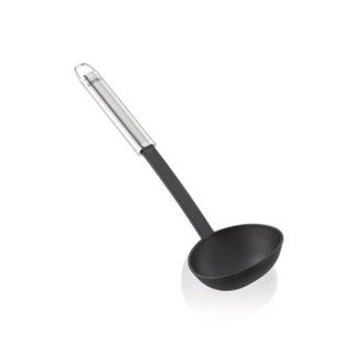 Leifheit Sch&ouml;pfl&ouml;ffel 32 cm NylonSterling-Serie, Suppenkelle aus rostfreiem Edelstahl und Nylon zum Kochen ohne Kratzer, Sch&ouml;pfkelle mit ovalem Griff und prakt