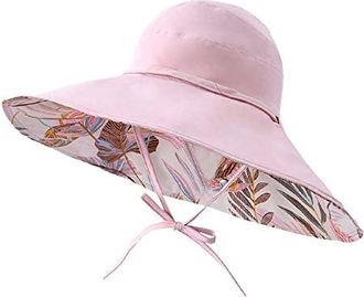Generic Chapeau de soleil pour femme - Demi vide - Peut attacher une queue de cheval - Chapeau de p&ecirc;cheur - Grand chapeau de camping pour homme, rose, Taille 