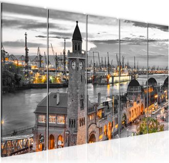 Runa Art Bild Hamburg Wandbilder auf Vlies Leinwand 5 Teilig Wanddekoration Wohnzimmer Schlafzimmer 603056b