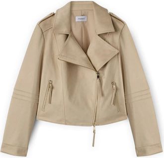 Motivi Femme, Vestes, Blanc, Taille: 42 FR Blouson motard avec tirettes de zip pendantes