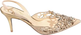 Rene Caovilla Femme, Chaussures, Beige, Taille: 38 1/2 EU Eden Gold Slingback 80