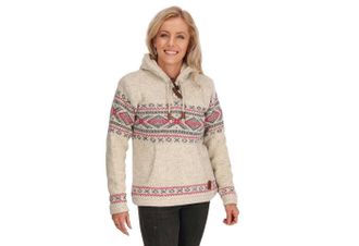 Kunst und Magie Kapuzenstrickjacke Hoodie Ski-Pullover gef&uuml;ttert Wolljacke Strickpullover Norwegermuster