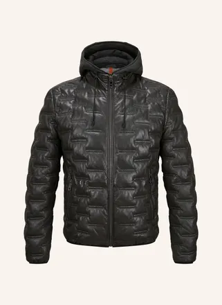 Milestone Lederjacke Msalonso Mit Herausnehmbarer Blende Und Abnehmbarer Kapuze grau